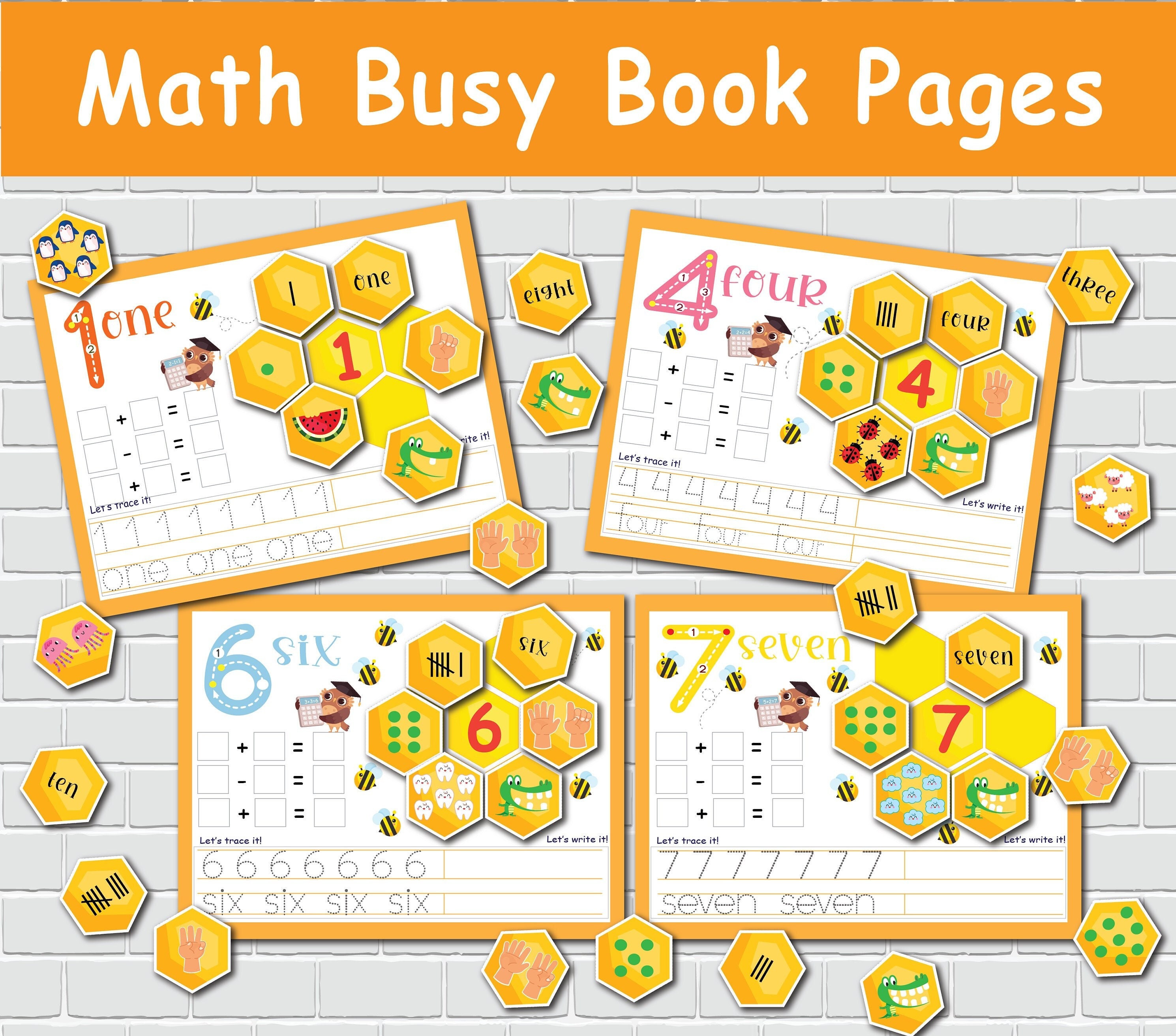 Numbers Matching Activity, Math Busy Book Pages, Preschool Learning ...