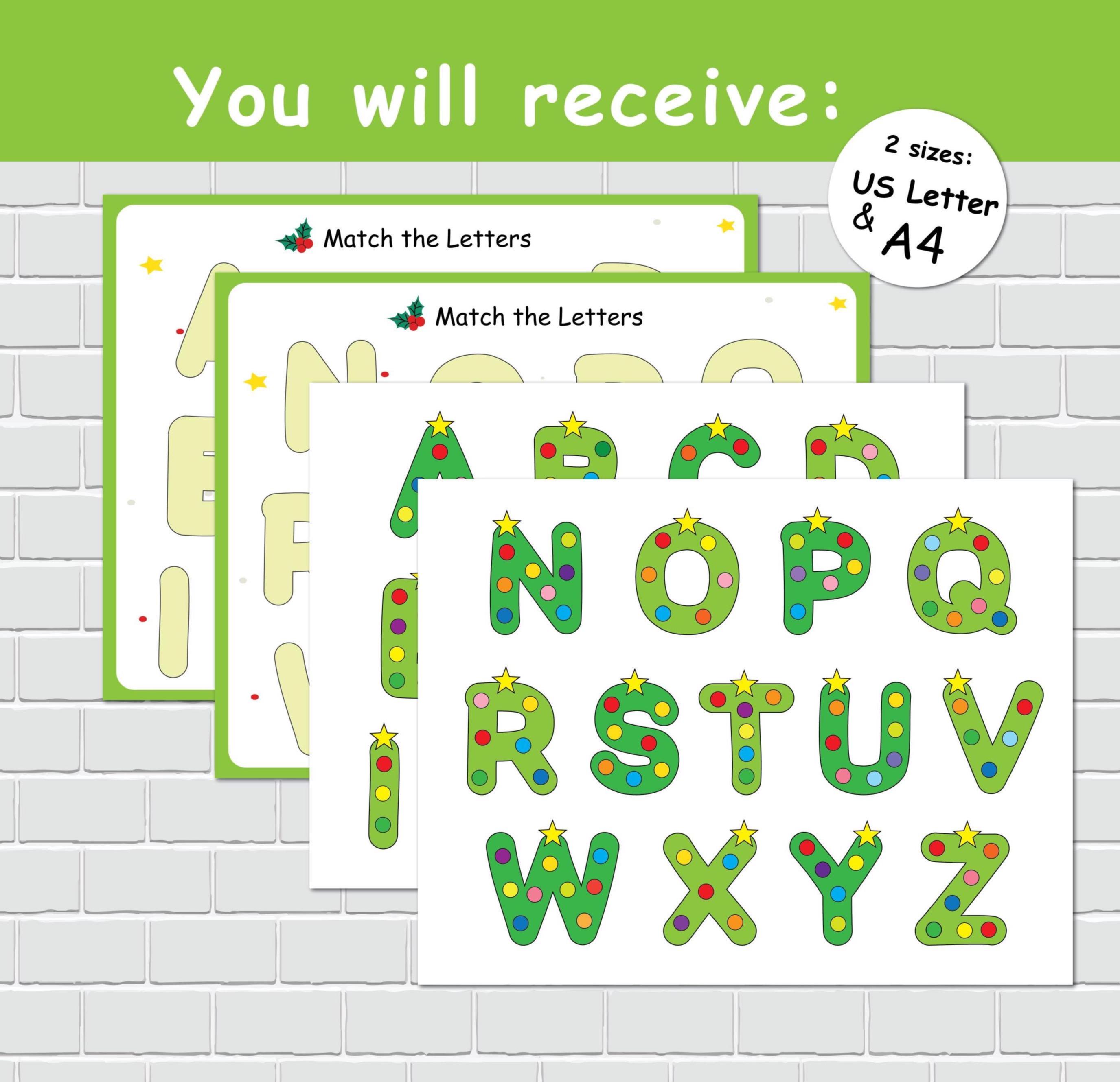 Christmas Tree Alphabet Matching Game, Winter Busy Book Page, ABC ...