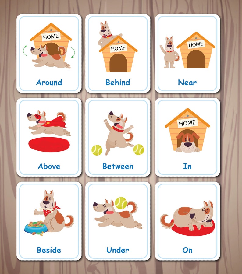 Prepositions Flashcards English Prepositions Printable - Etsy