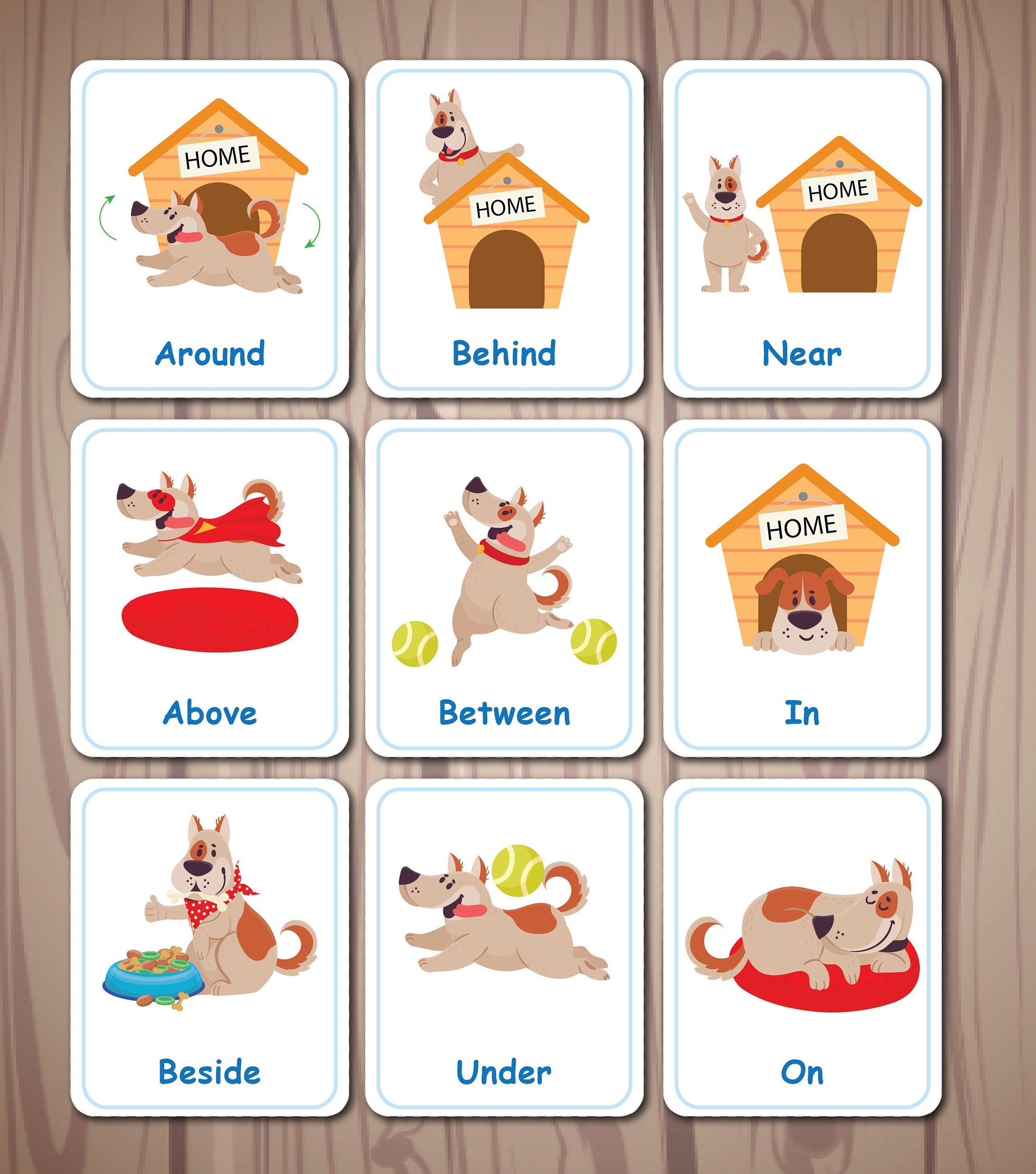 Prepositions Flashcards English Prepositions Printable - Etsy Australia