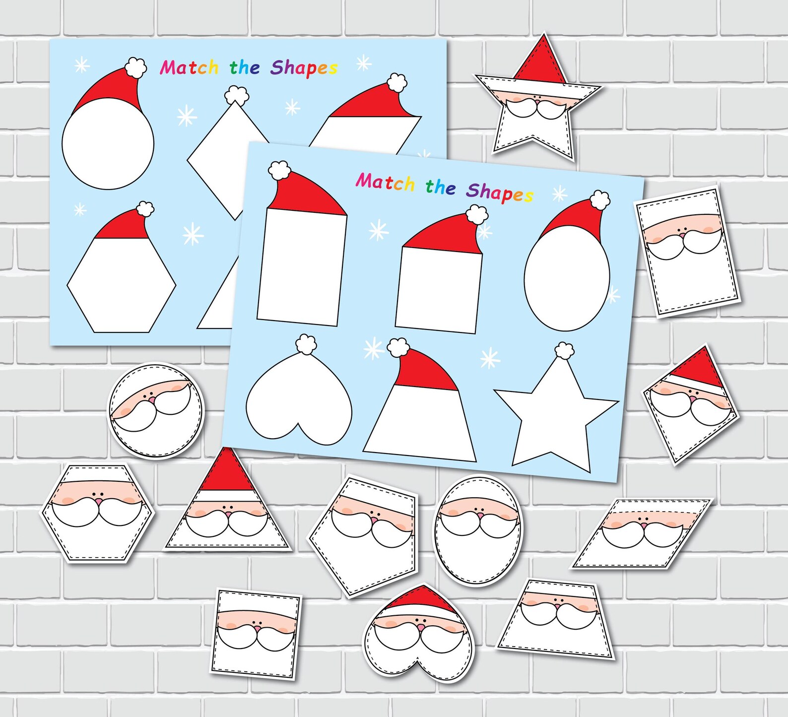 Santa Shapes Matching Activity, 2D Shapes, Christmas Busy Book Page ...