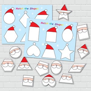 Santa Shapes Matching Activity, 2D Shapes, Christmas Busy Book Page ...