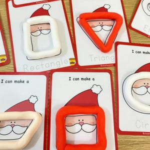 Santa Shapes Play Dough Mats, Printable Play Doh, Toddler Quiet Time ...