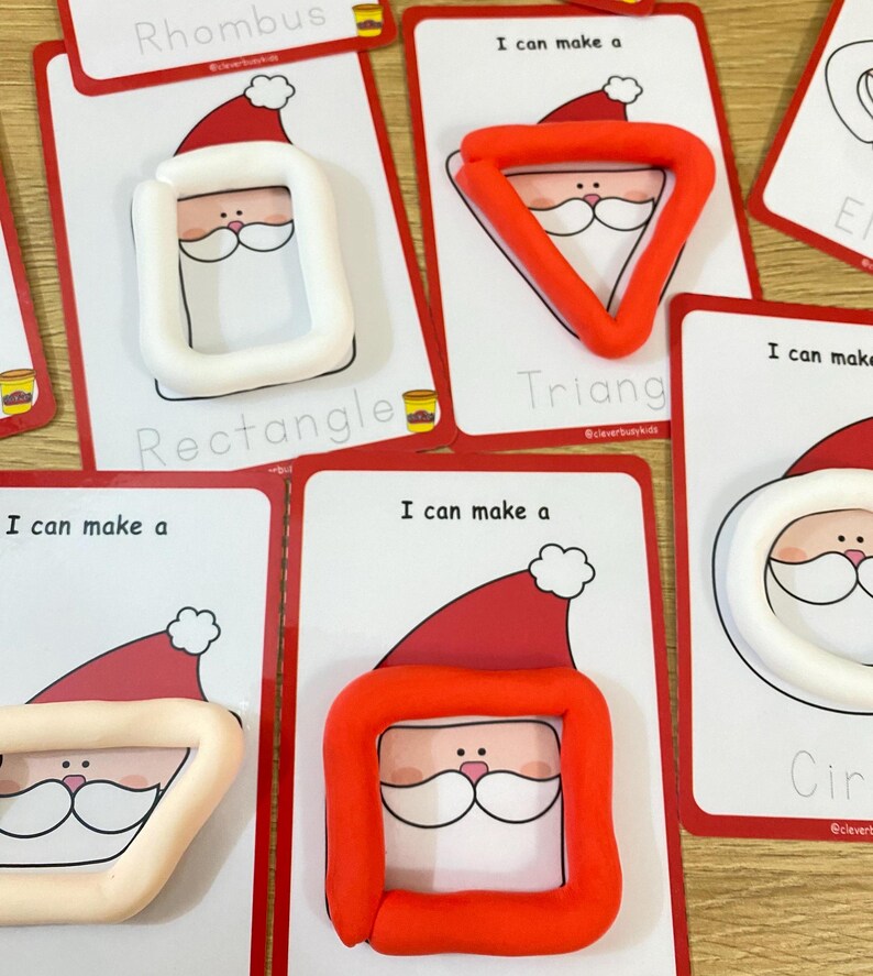 Santa Shapes Play Dough Mats, Christmas Activity, Fine Motor Skills ...