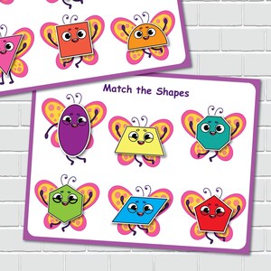 Butterflies Shape Matching Activity, 2D Shapes, Summer Busy Book Page ...