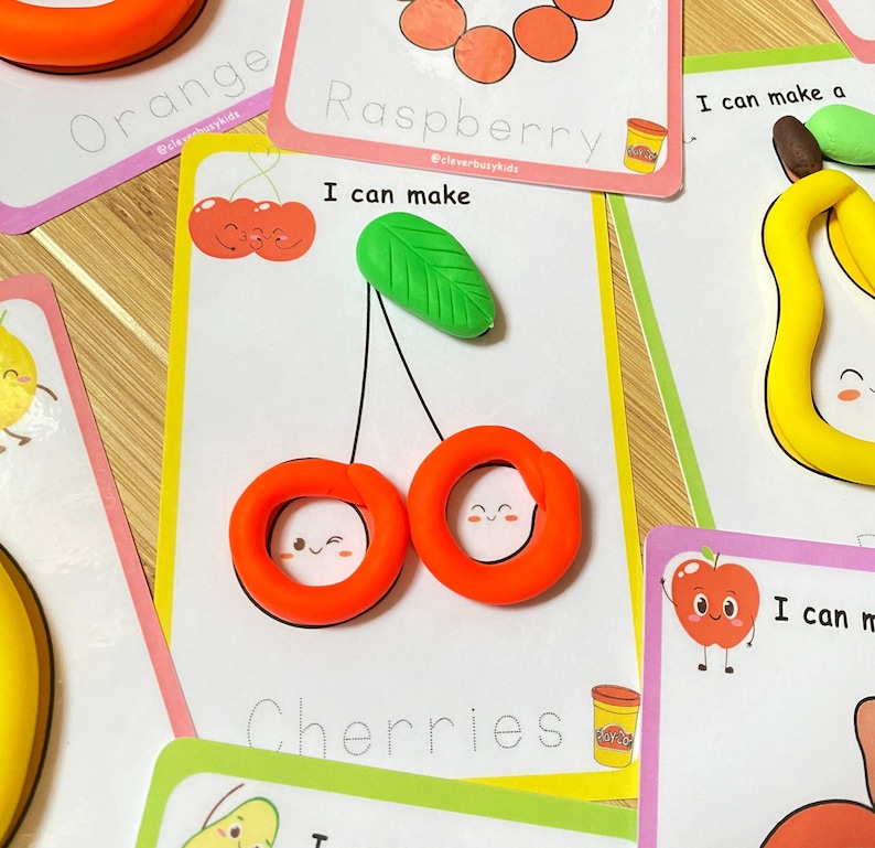 Play Doh Mats, Fruits Printable Play Dough, Montessori Play Doh ...