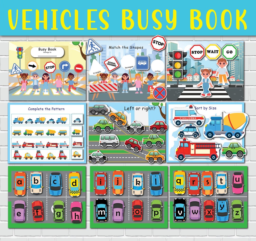 Vehicles Busy Book Preschool Learning Binder Toddler Quiet Book Cars ...