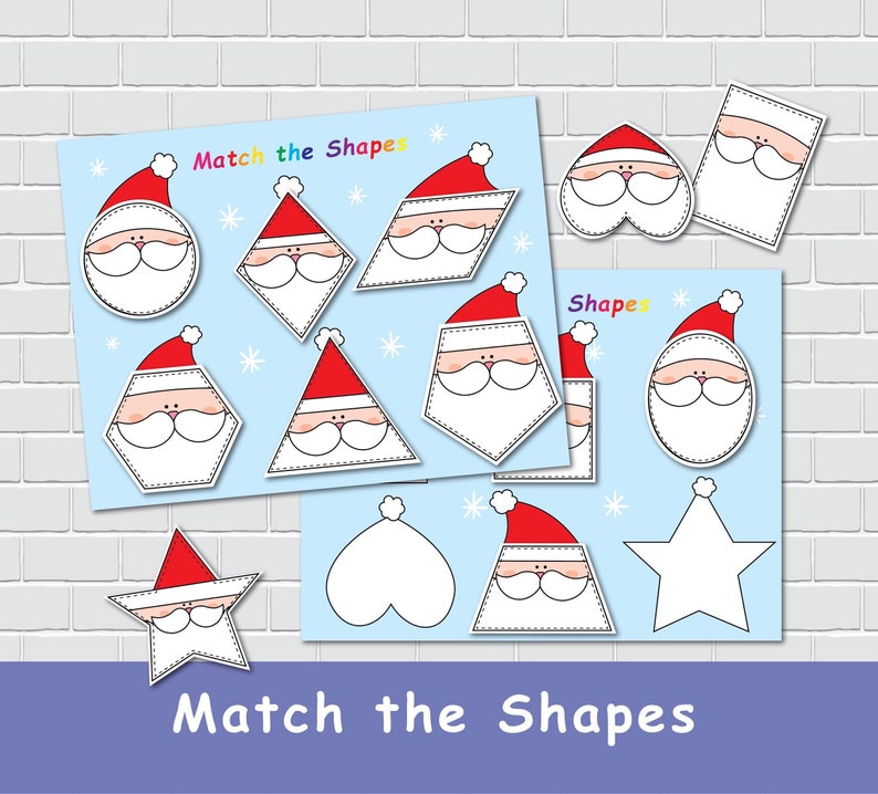 Santa Shapes Matching Activity, 2D Shapes, Christmas Busy Book Page ...