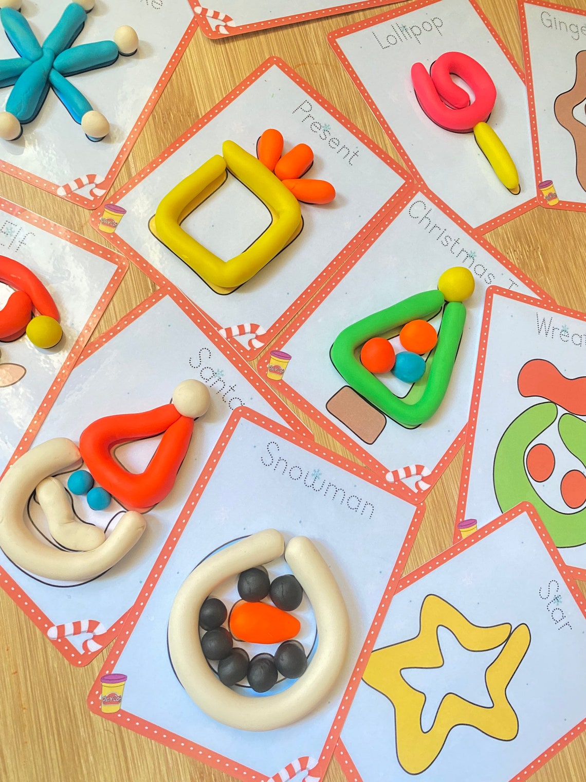 Christmas Play Dough Mats Printable Play Doh Visual Cards - Etsy