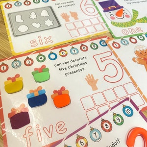 Christmas Play Doh Mats, Toddler Printable Play Dough Activity, Numbers ...