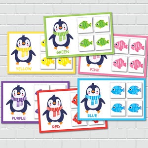 Penguin Color Matching Activity for Kids, Winter Activities, Toddler ...