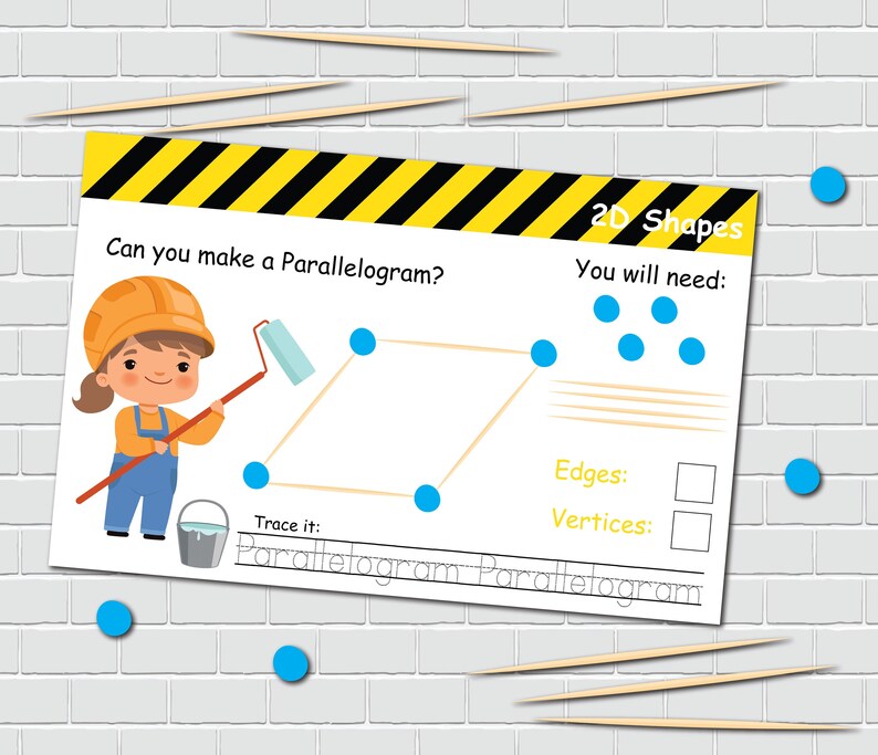 Toothpicks and Play Dough 2D Shapes Preschool Printable Activity ...