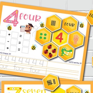 Numbers Matching Activity, Math Busy Book Pages, Preschool Learning ...