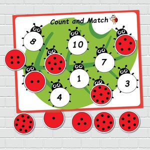 Ladybug Matching Activities, Preschool Math, Toddler Busy Book ...