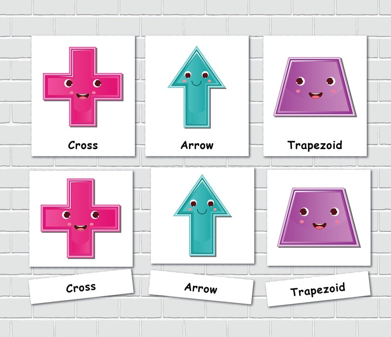 2D Shapes Flashcards, Three Part Flash Cards, Geometric Shapes ...
