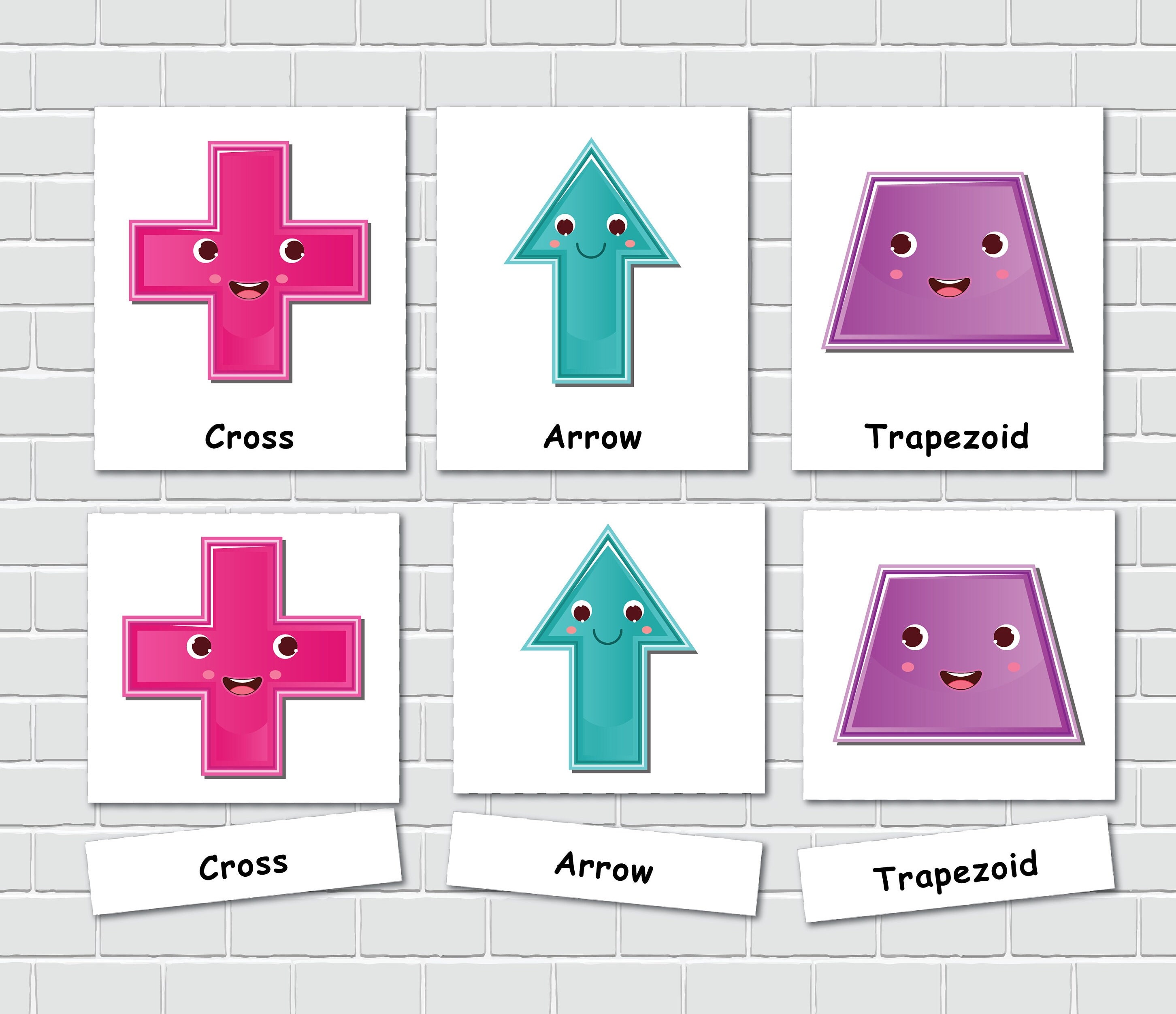 2D Shapes Flashcards, Three Part Flash Cards, Geometric Shapes ...