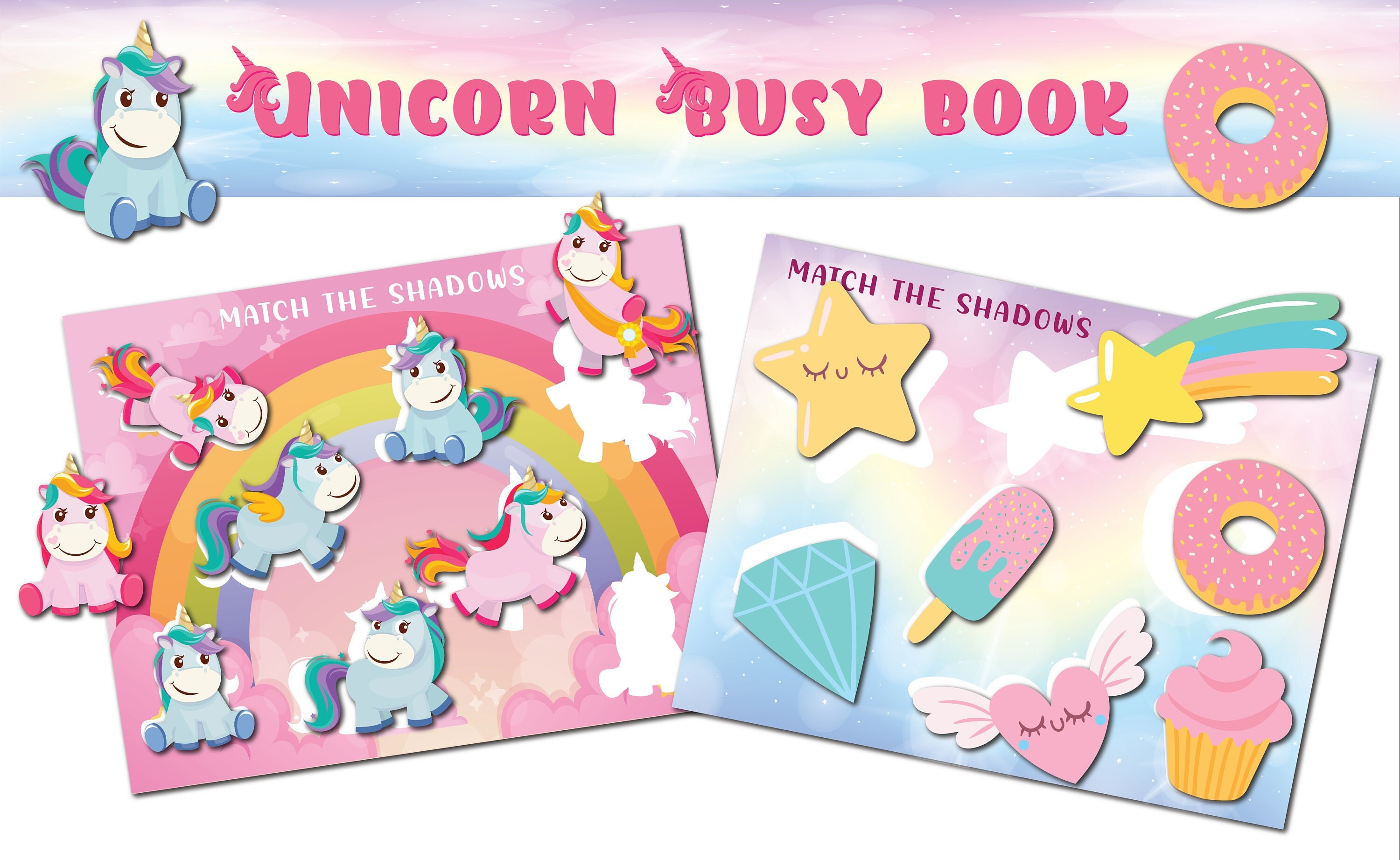 Unicorns Busy Book, Preschool Learning Binder, Printable Activity ...