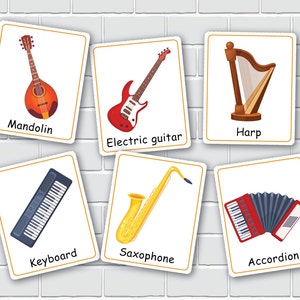 Musical Instruments Flash Cards, Toddler Printable Activity, Montessori ...