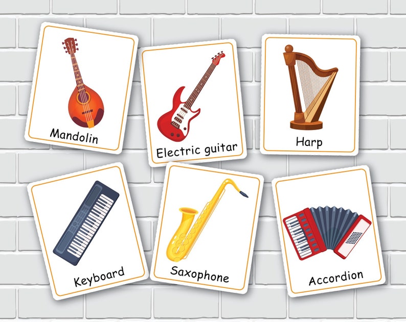 Musical Instruments Flash Cards, Toddler Printable Activity, Montessori ...