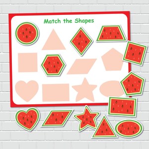 Watermelon Shape Matching Activity, 2D Shapes, Summer Busy Book Page ...