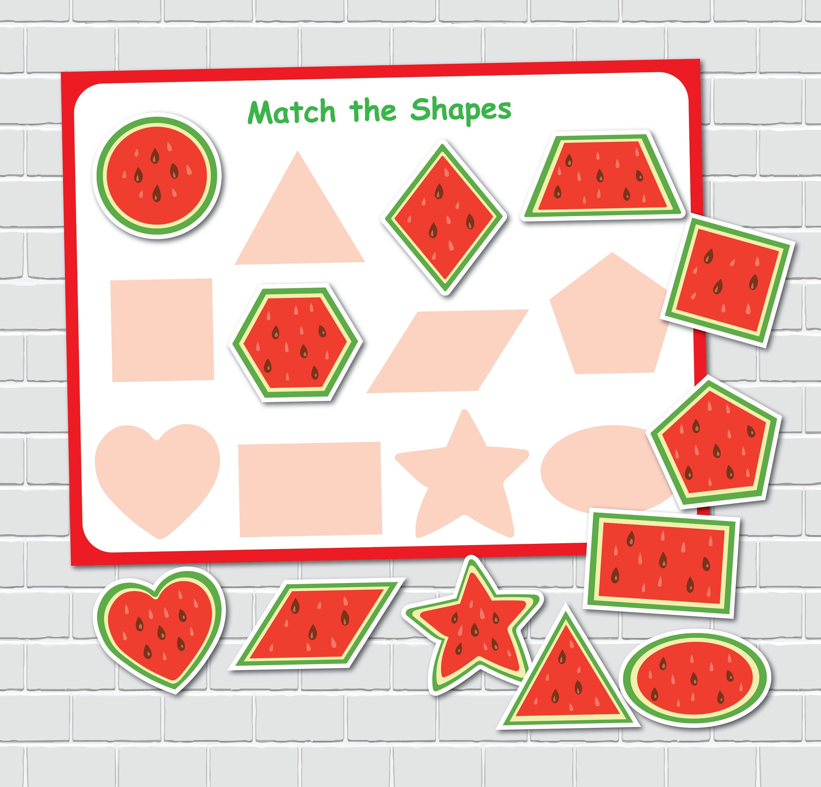 Watermelon Shape Matching Activity, 2D Shapes, Summer Busy Book Page ...