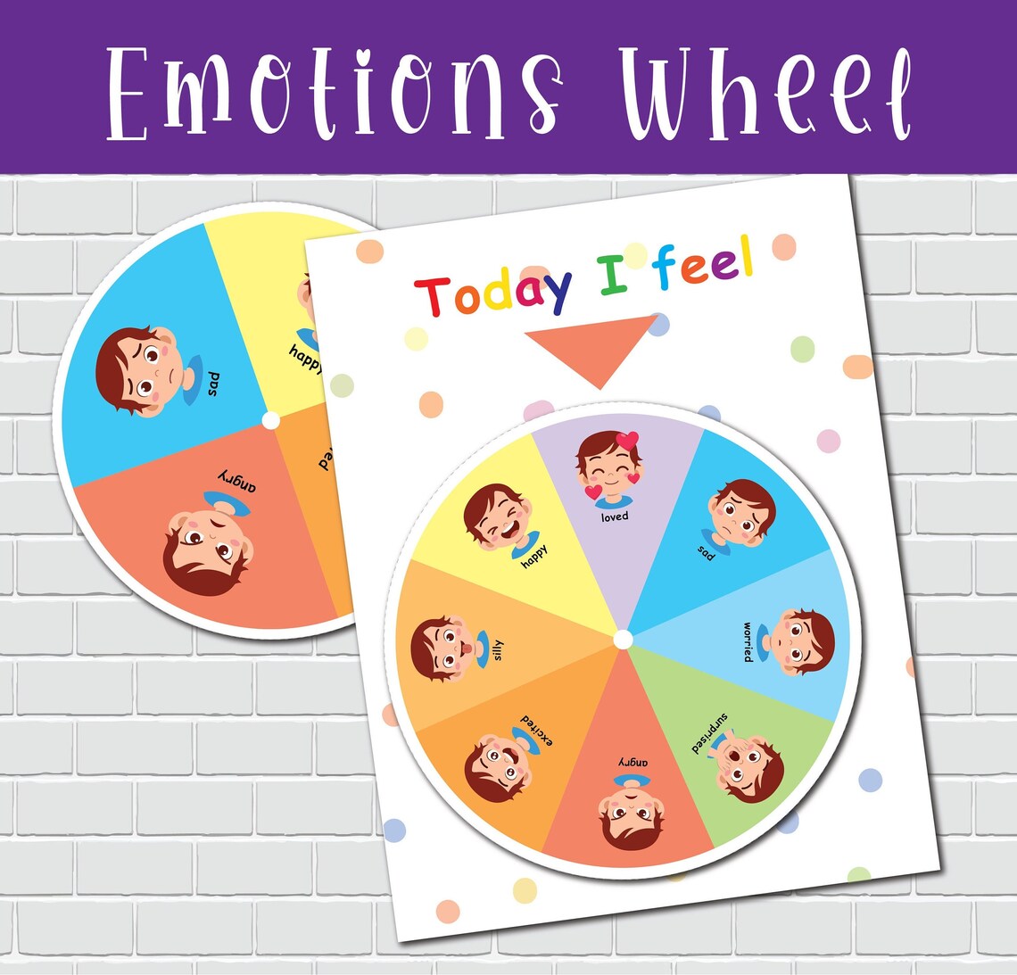 Emotions Wheel Printable Activity for Boys Kids Feelings - Etsy