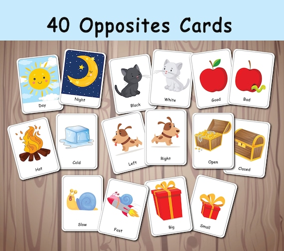 Opposites Matching Flashcards Printable Activity Pairing - Etsy
