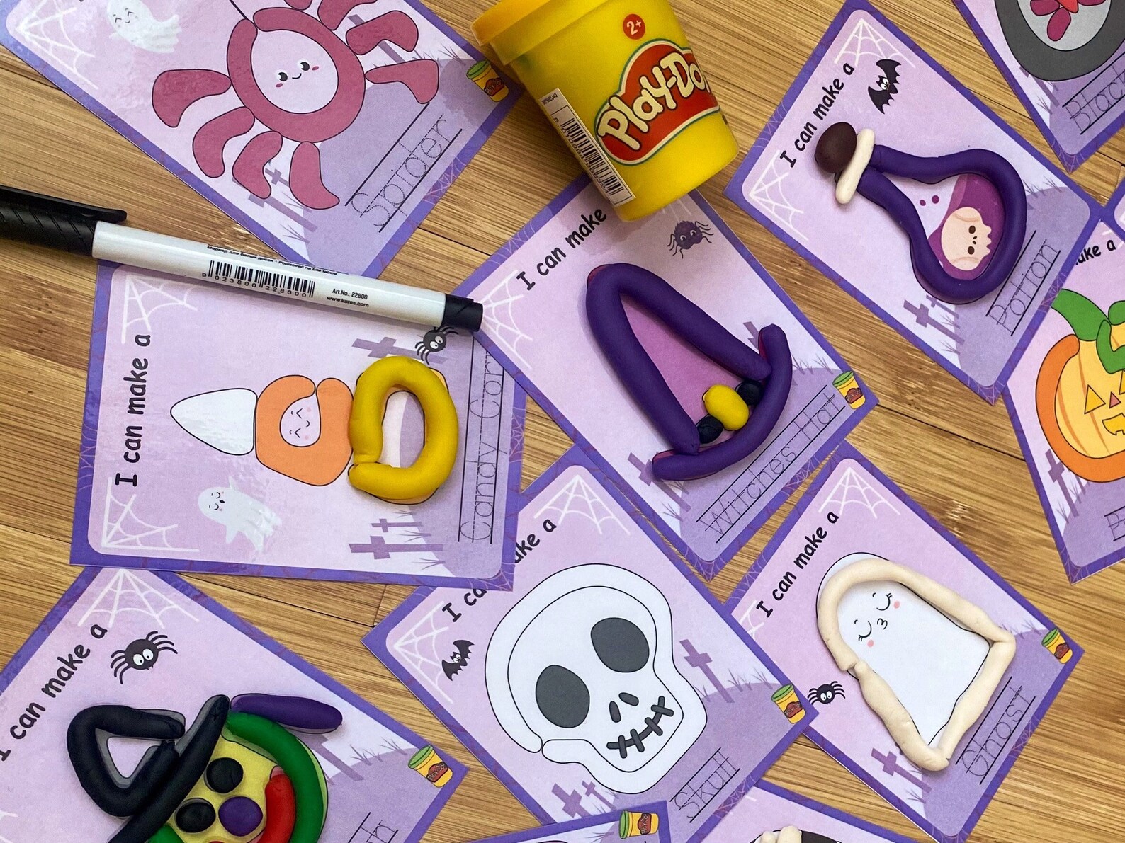 Halloween Play Dough Mats Printable Play Doh Preschool - Etsy