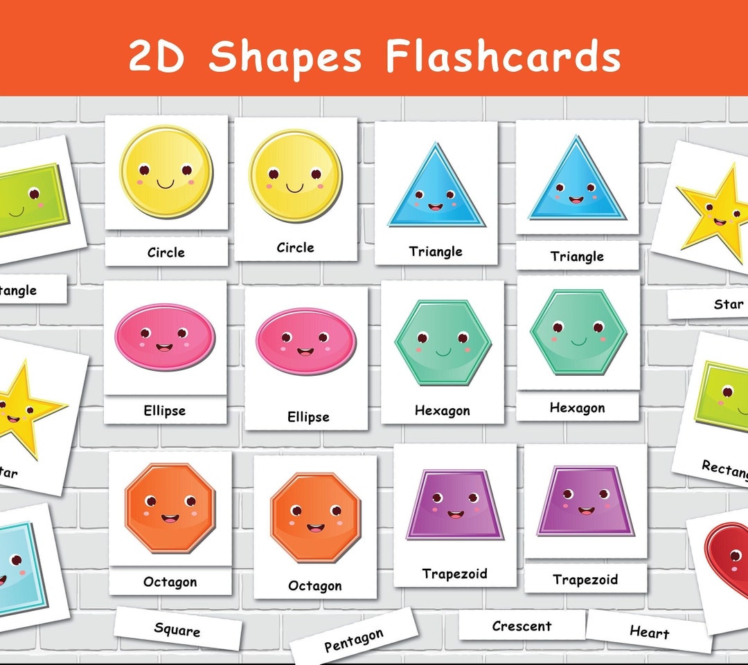 2D Shapes Flashcards, Three Part Flash Cards, Geometric Shapes ...