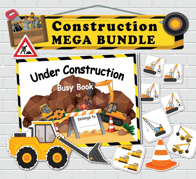 Busy Book Bundle Construction Theme Toddler Learning Binder - Etsy