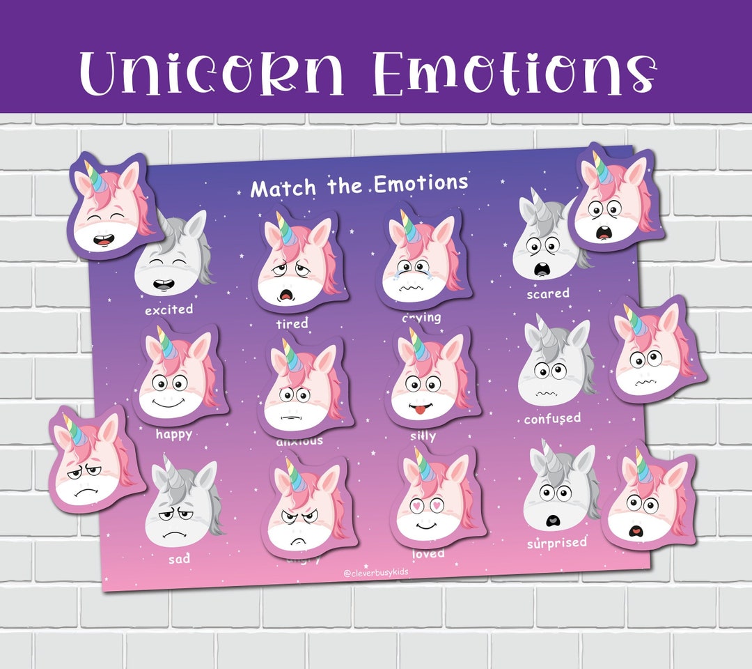 Unicorn Emotions Activity for Kids, Toddler Feelings Matching Activity ...
