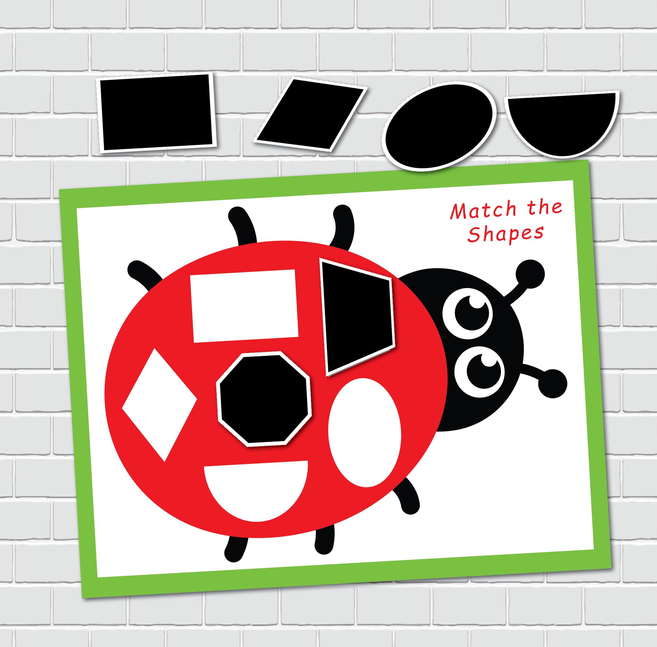 Ladybug Shapes Matching Activity, 2D Shapes, File Folder Games, Special ...