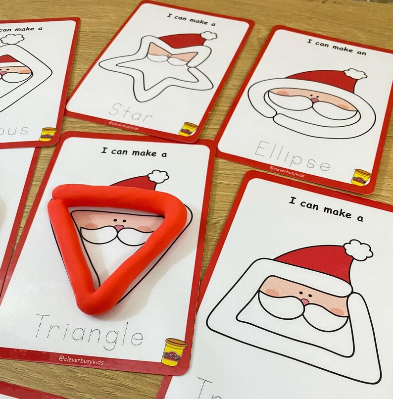 Santa Shapes Play Dough Mats, Christmas Activity, Fine Motor Skills ...