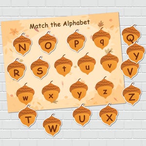 Acorn Alphabet Matching Activity for Kids, Autumn Quiet Book ...