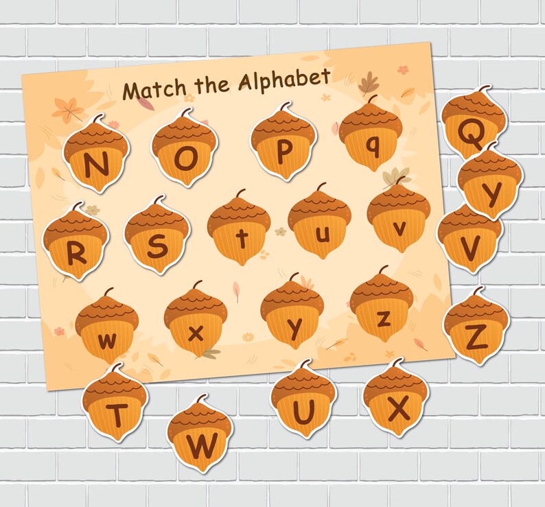 Acorn Alphabet Matching Activity for Kids, Autumn Quiet Book ...