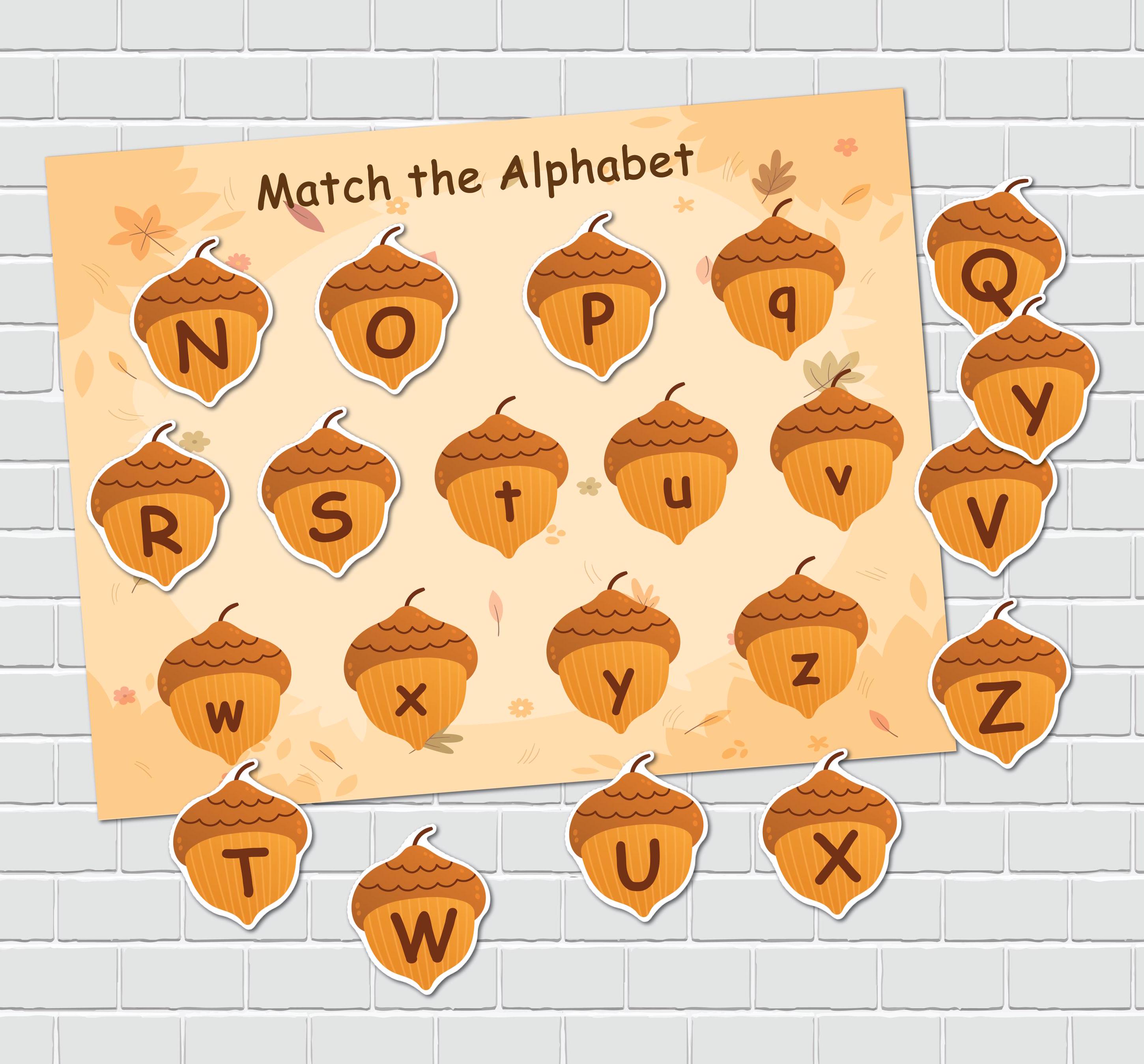 Acorn Alphabet Matching Activity for Kids, Autumn Quiet Book ...
