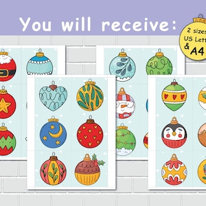 Christmas Ornaments Symmetry Cards, Preschool Matching Game, Toddler ...