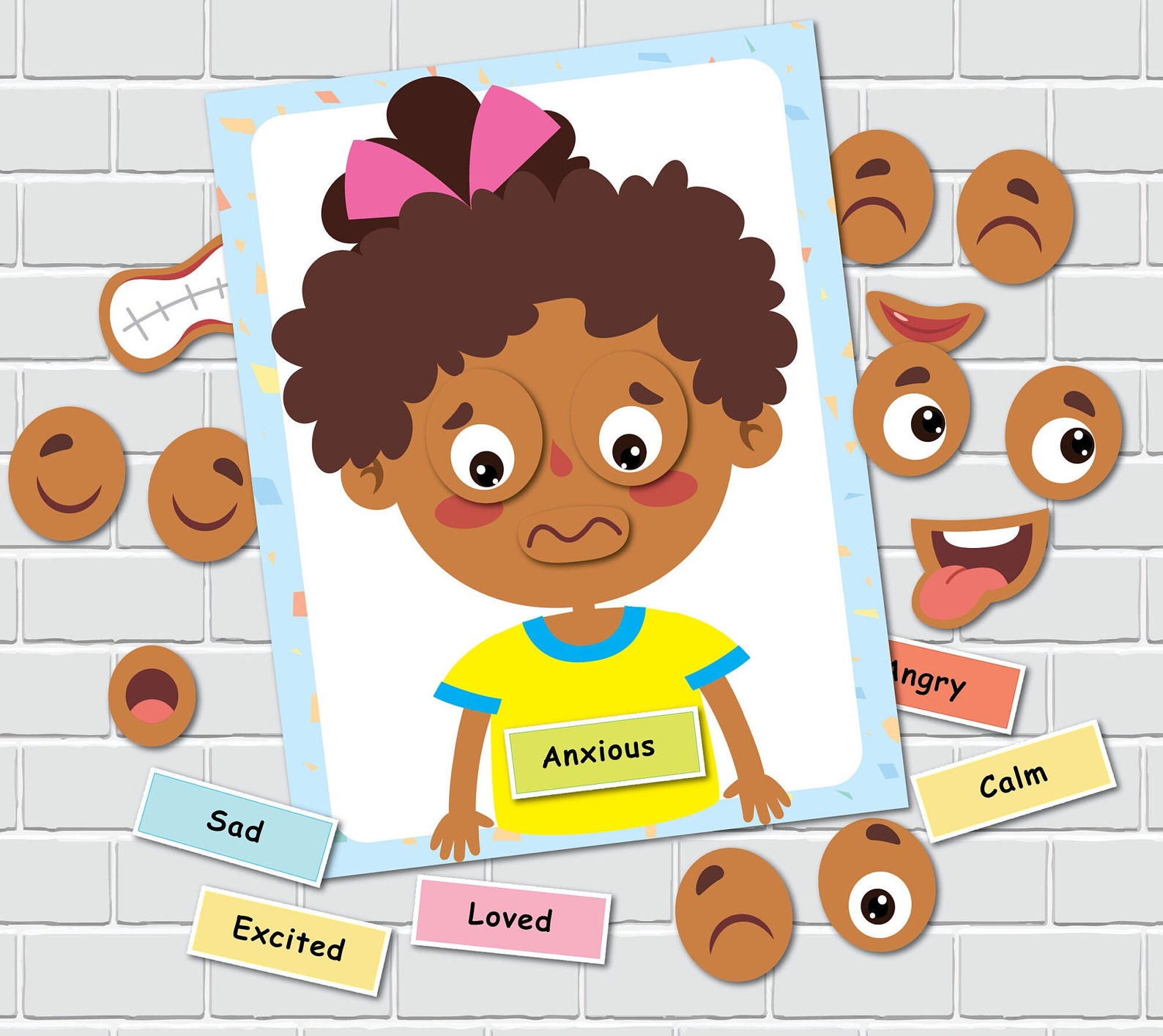 Girls Emotions Activity Kids Feelings Matching Game - Etsy