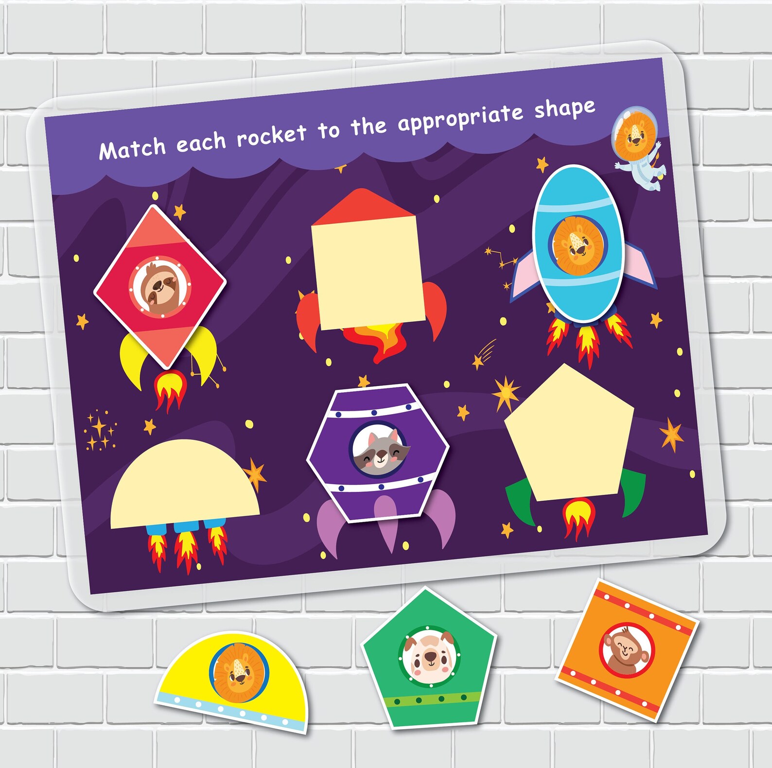 Shape Matching Activity, 2D Shapes, Space Busy Book Page, File Folder ...