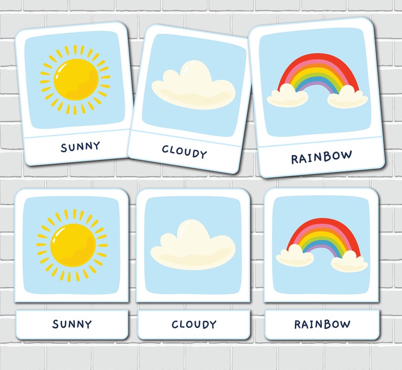Weather Flash Cards Toddler Printable Activity Montessori - Etsy