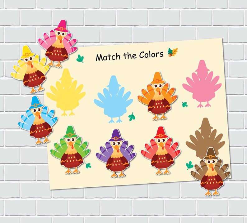 Color Matching Activity for Kids, Toddler Printable, Thanksgiving Busy ...