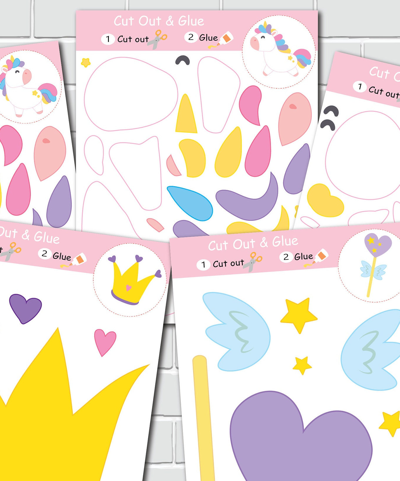 Unicorns Cut Out and Glue Activity for Kids. Preschool Cutting Practice ...