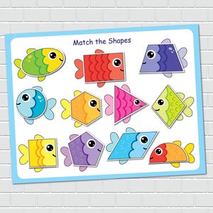 Fish Shape Matching Activity, 2D Shapes, Busy Book Page, File Folder ...