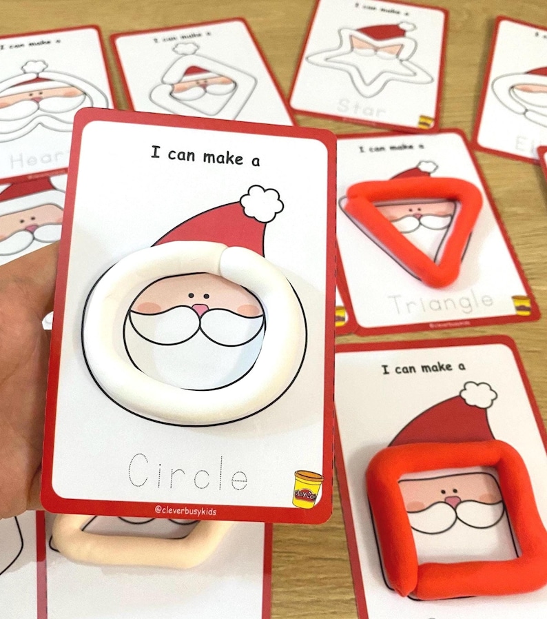 Santa Shapes Play Dough Mats, Christmas Activity, Fine Motor Skills ...