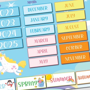Kids Perpetual Calendar, Unicorn Theme Wall Calendar, Printable ...