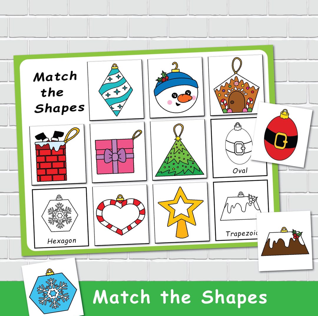 Christmas Shape Matching Activity, 2D Shapes, Winter Busy Book Page ...