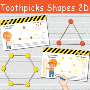 Toothpicks and Play Dough 2D Shapes Preschool Printable Activity ...