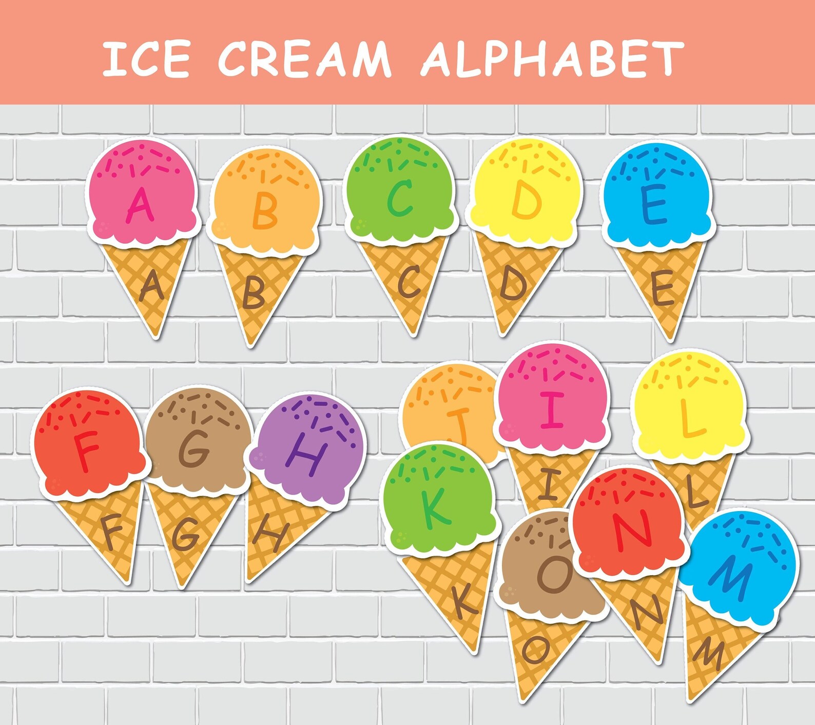 Ice Cream Alphabet Matching Activity. Toddler Printable ABC - Etsy