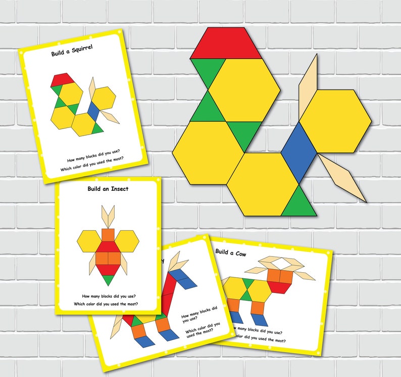 Pattern Block Templates, STEM Challenge Cards for Preschool and ...