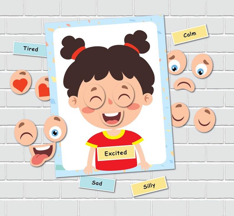 Girls Emotions Activity Kids Feelings Matching Game - Etsy